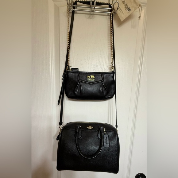 Coach | Bags | Coach Black Leather Satchel With Structured Design ...